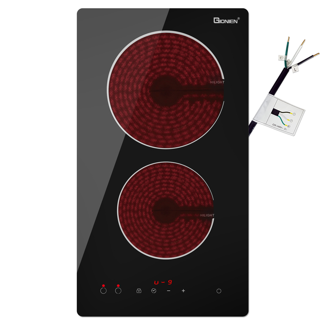 Electric Cooktop 2 Burners 220V~240V 3000W, Built-in 12 Inch Ceramic ...